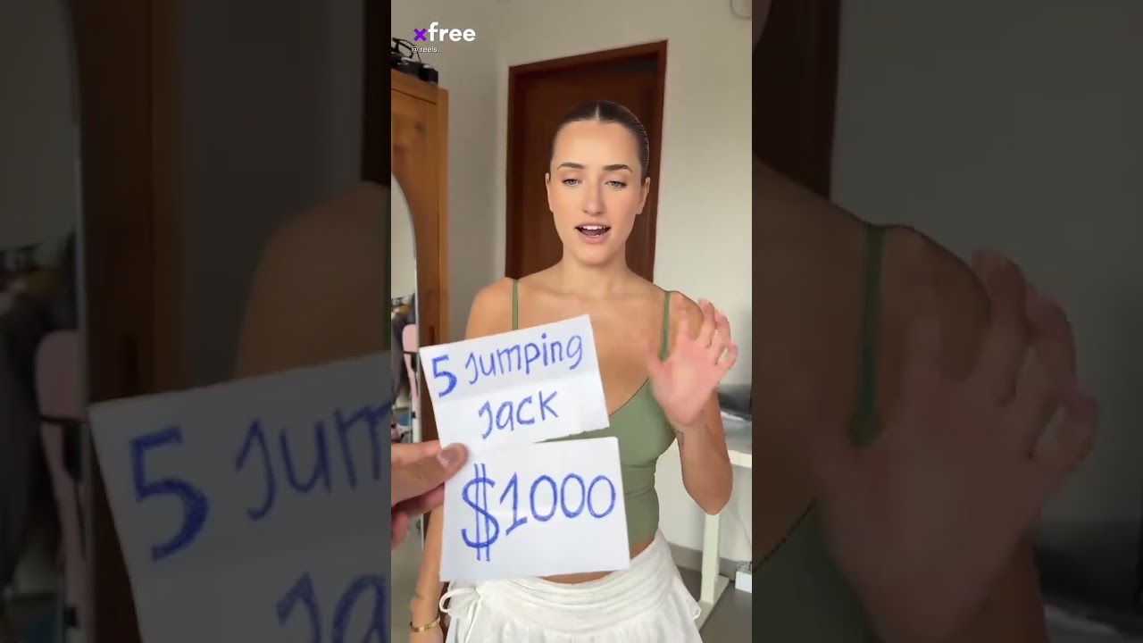 Voluptuous minx begging for 5 jumping jacks, pay $1000 and watch her tits bounce #viral #big #solo