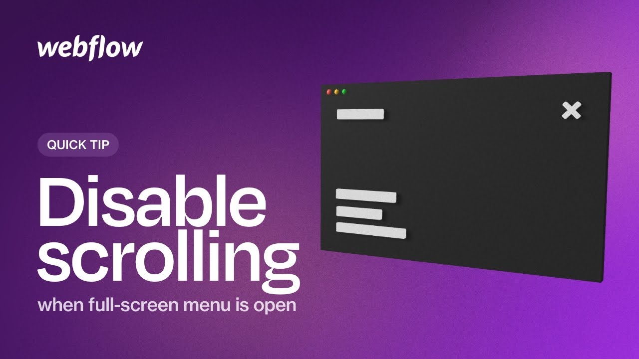 How to disable scrolling in Webflow when full-screen menu is open