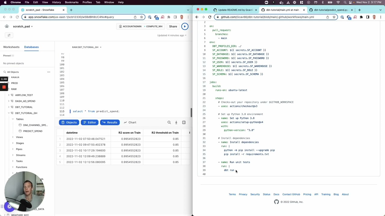 Quick Example of ML pipeline with dbt-python and Github Actions
