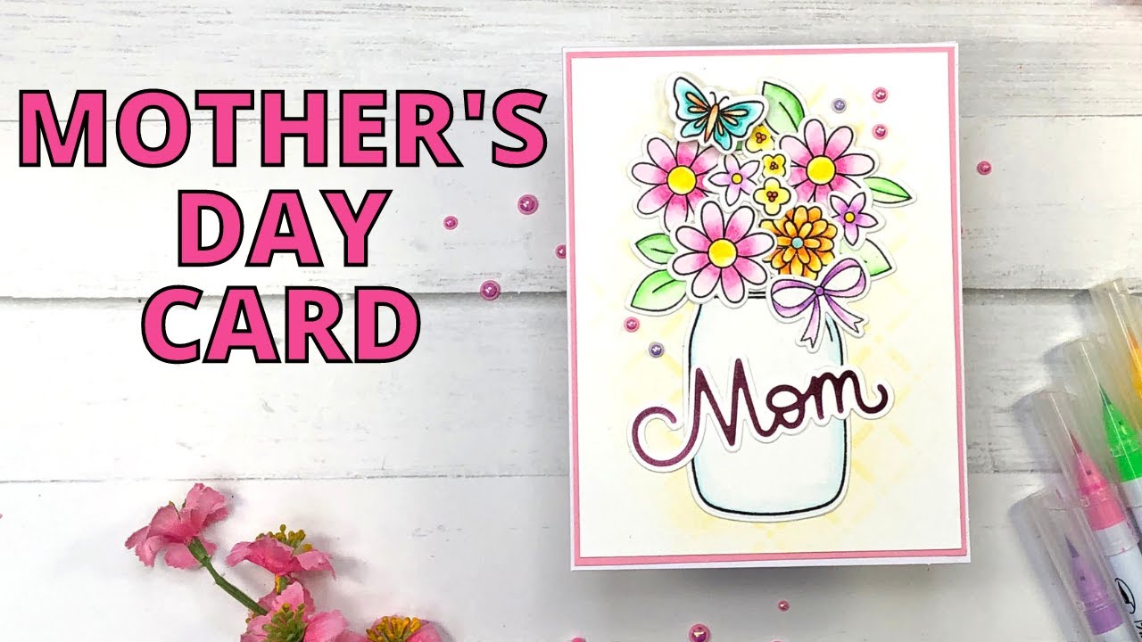 Mother's Day Mason Jar Card with Flowers | Pretty Pink Posh