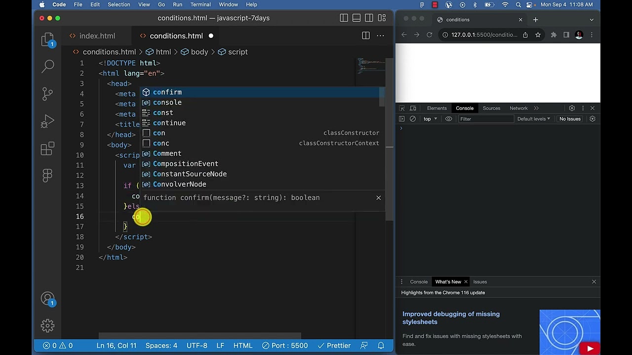 5. Conditional Statements - Day 4- JavaScript Tutorial