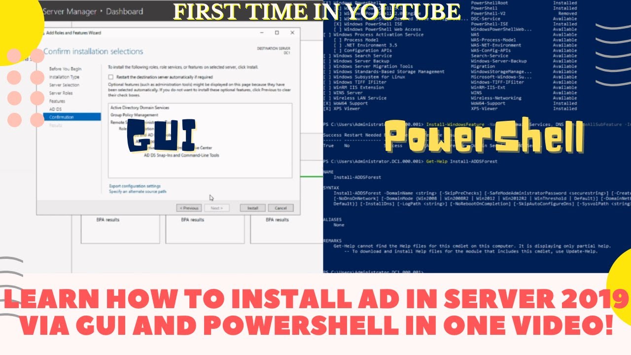 Active Directory | Classroom 3 | Install Active Directory in Server 2019 via POWERSHELL and GUI