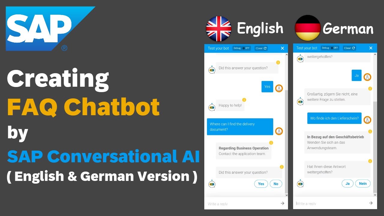 SAP CAI: Creating FAQ Chatbot by SAP Conversational AI (English & German Version)