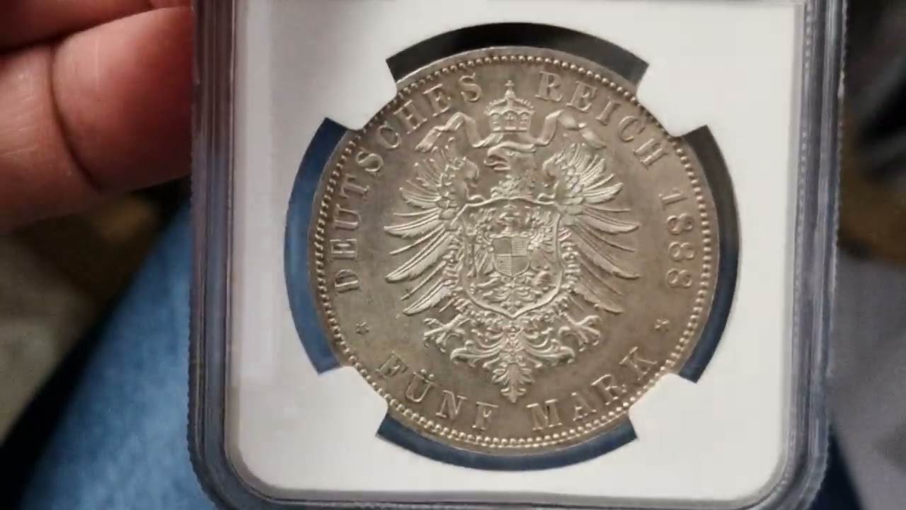 5 Mark Preussen 1888 NGC Grading MS62 hübsche Münze/ Coin
