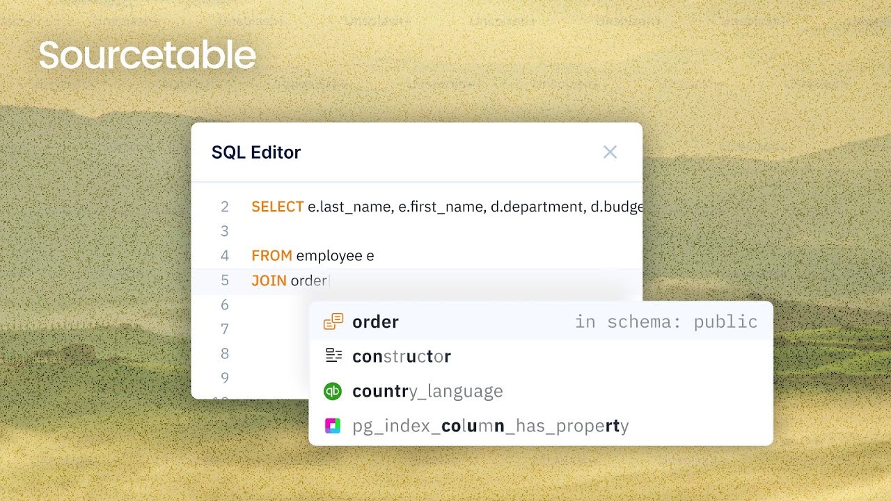 Sourcetable - SQL Generator