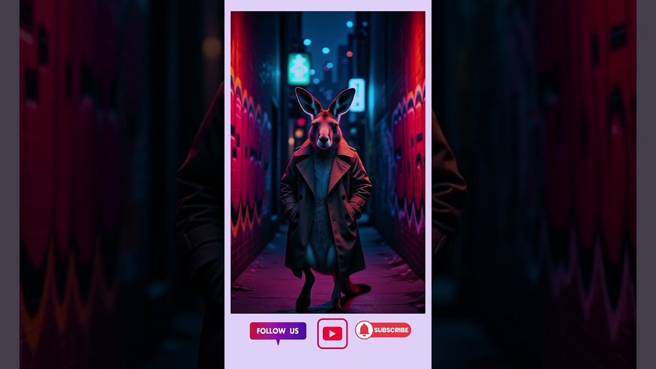 Cyberpunk Kangaroo 🦘🔥 | Neon City Walk Short | #Shorts