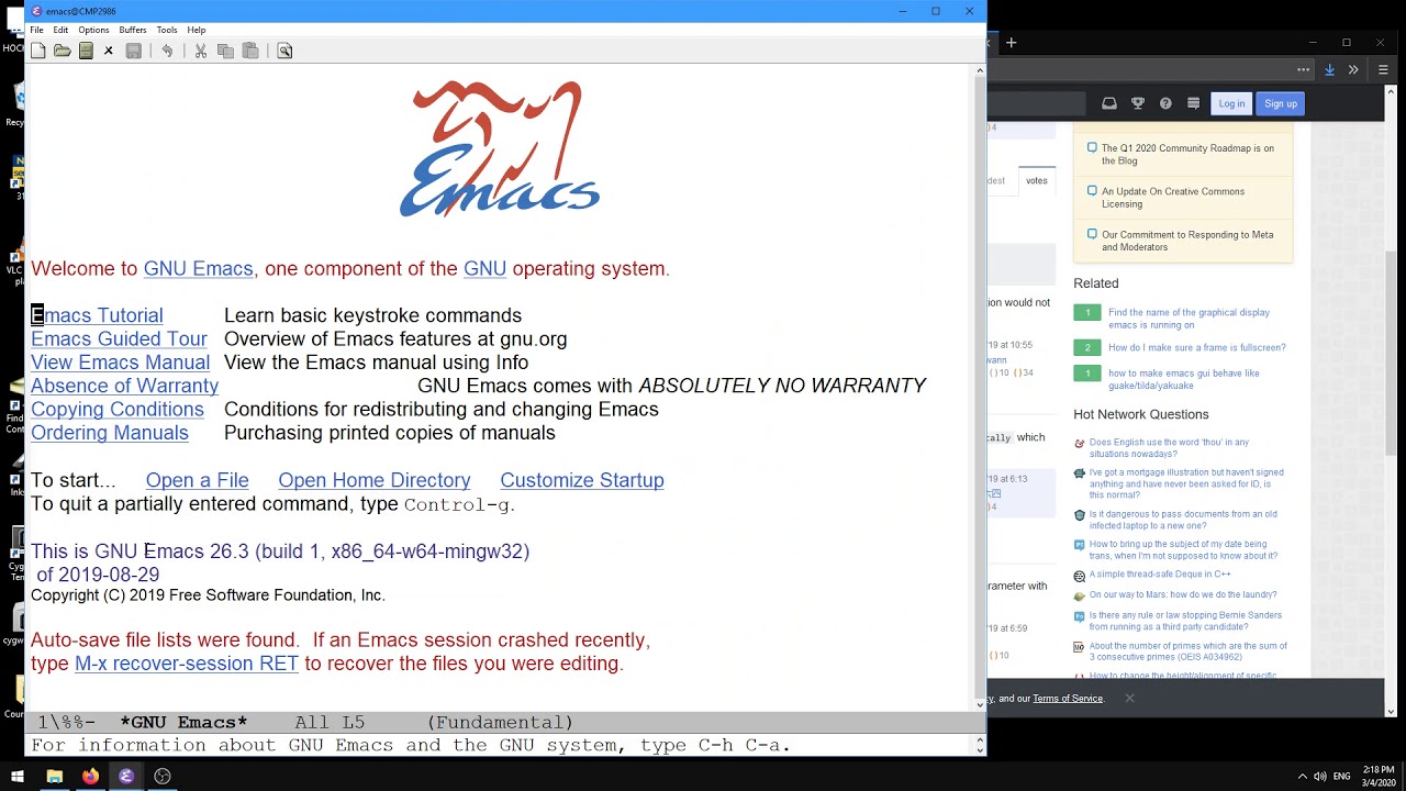 Basic key commands and customizations for emacs