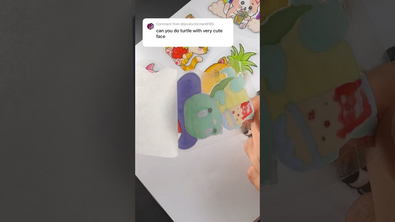 Day 69 I make my own stickers | A cute turtle drinking boba #howtomake #diy #sticker #cutesketches