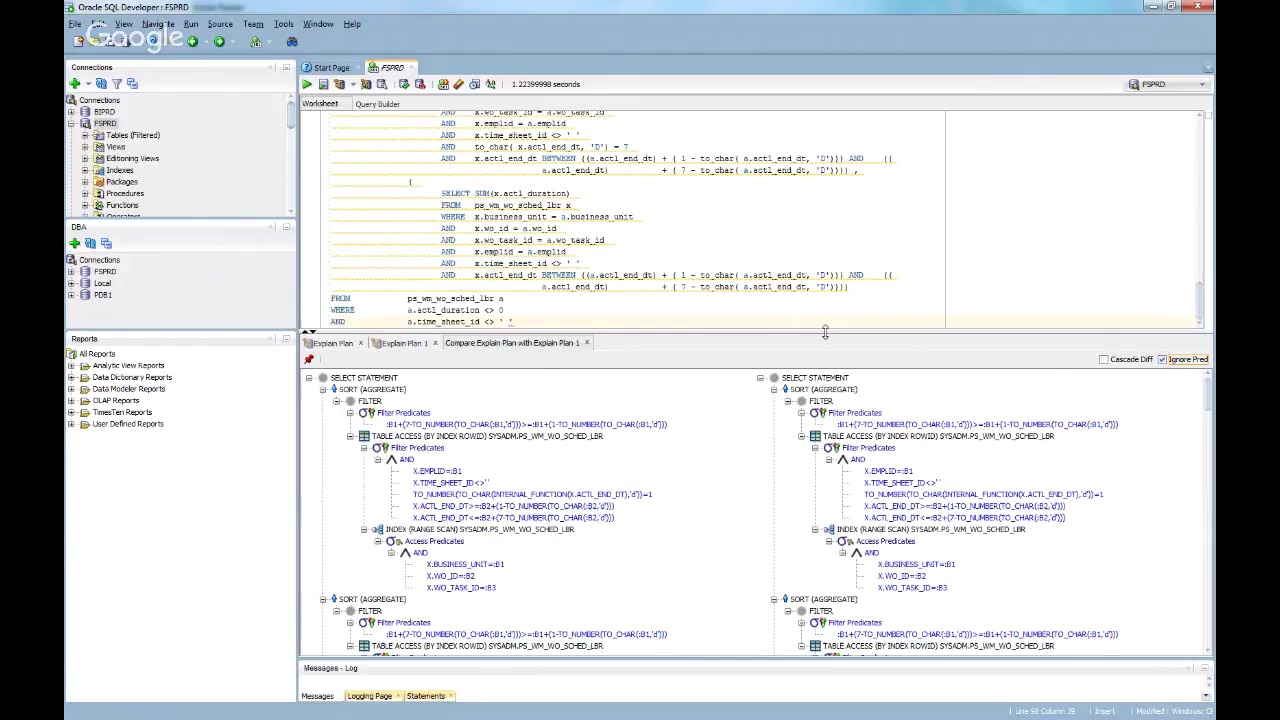 Oracle SQL Developer - Comparing SQL Execution Plans