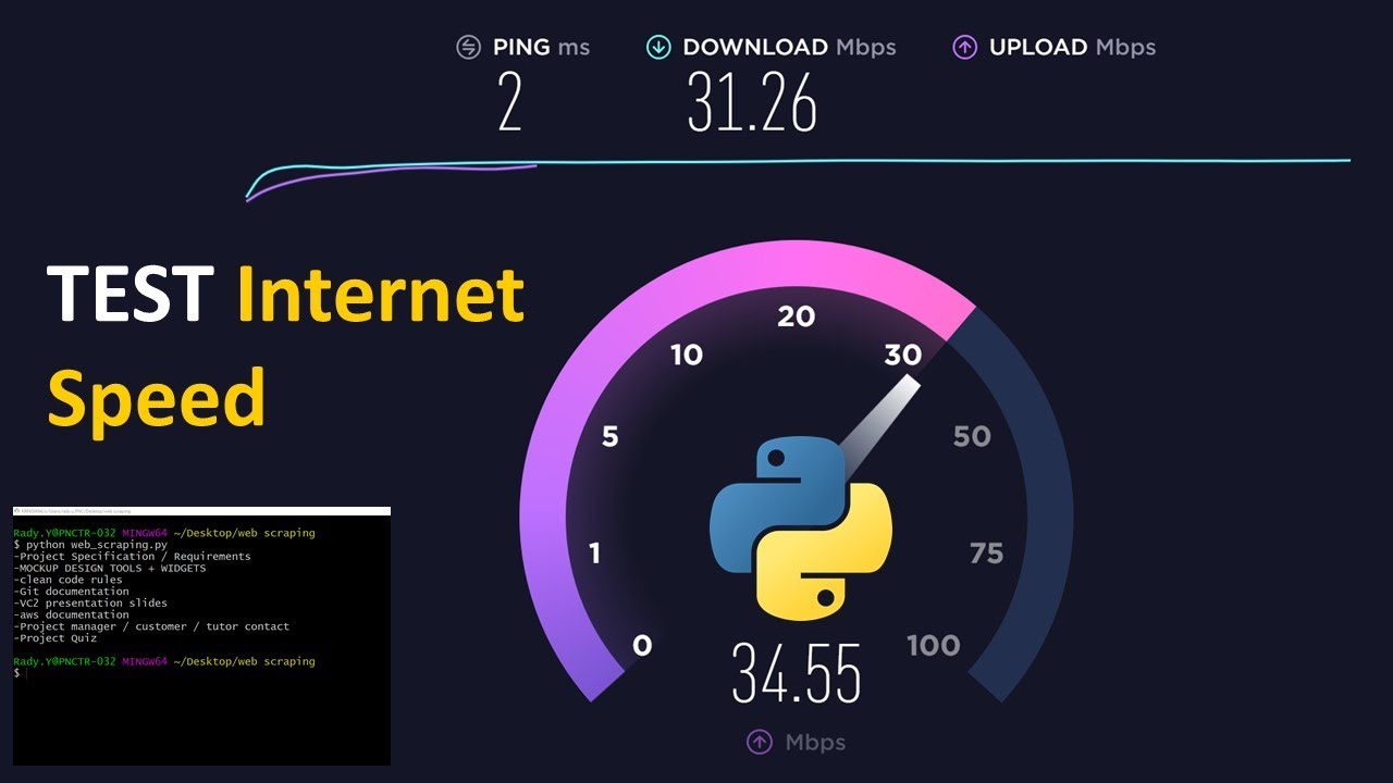Check Internet Speed using Python (Speed Test)