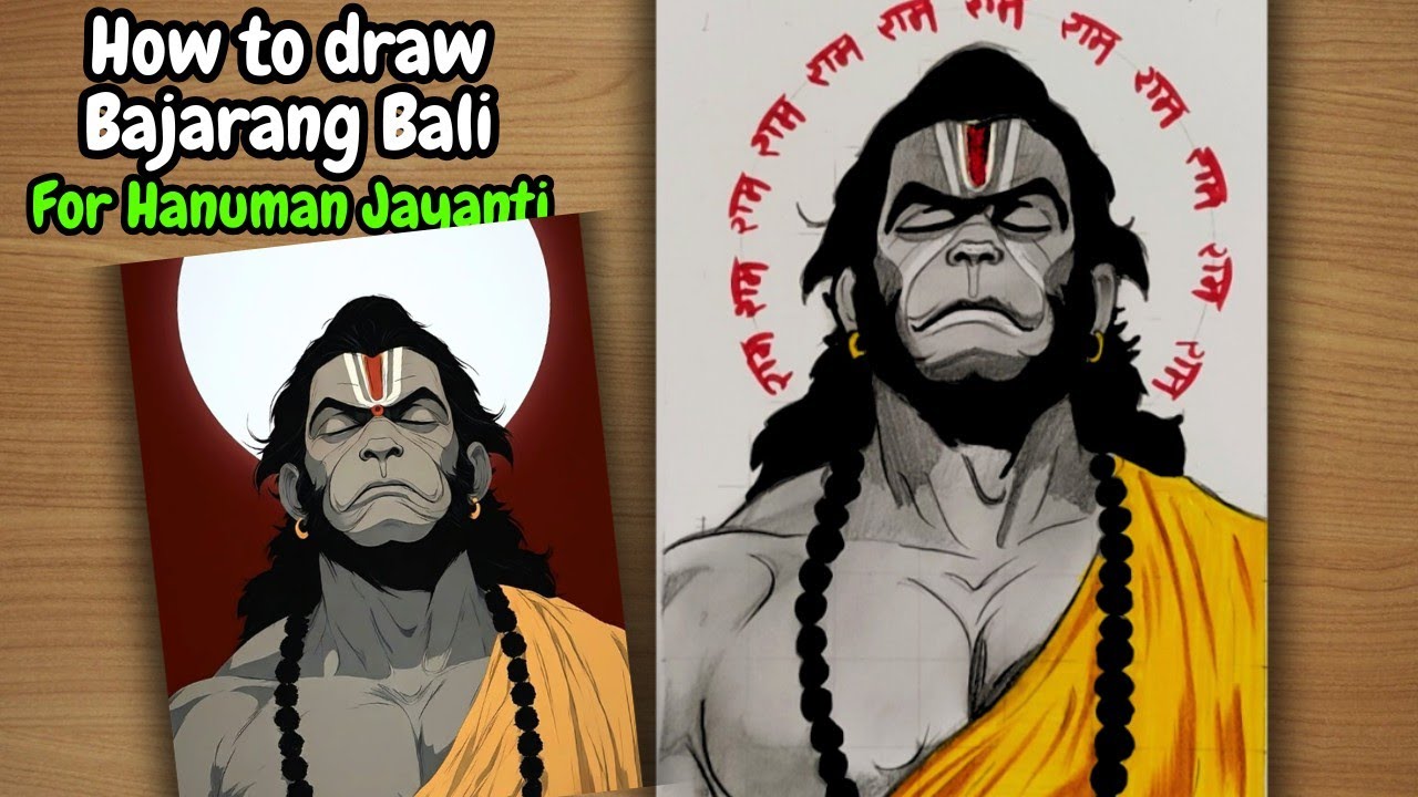 Hanuman Ji Drawing for Hanuman Jayanti | Step-by-Step Sketch | How to draw Bajarang Bali easy 