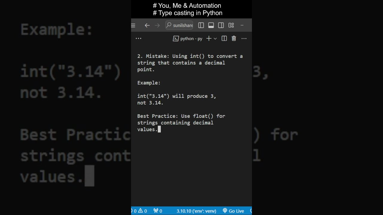 #commonmistakes #typecasting #python