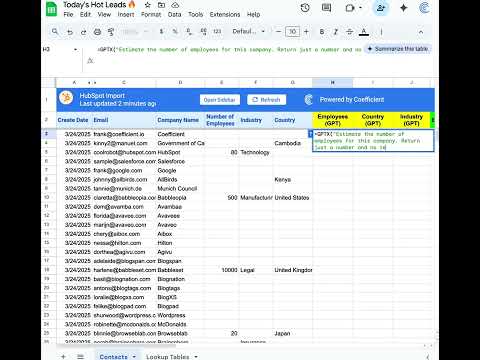 Fill Missing HubSpot Lead Data in Google Sheets with AI (HubSpot Insights Alternative)