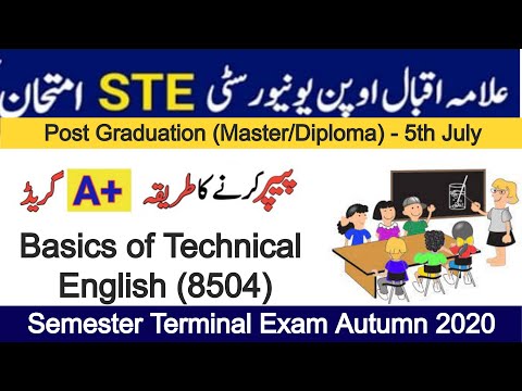 Basics of Technical English (8504) -STE Autumn 2020-Post Graduation (Master/Diploma)