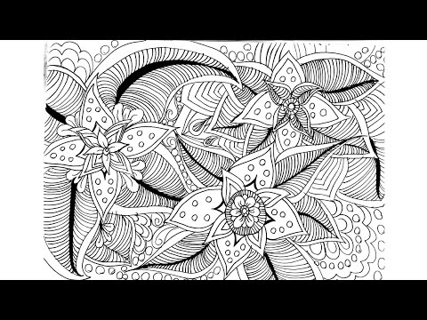 Wild Flower Botanical Drawing. How to Draw Big Flower. With Line Art Black and White. Beautiful Draw