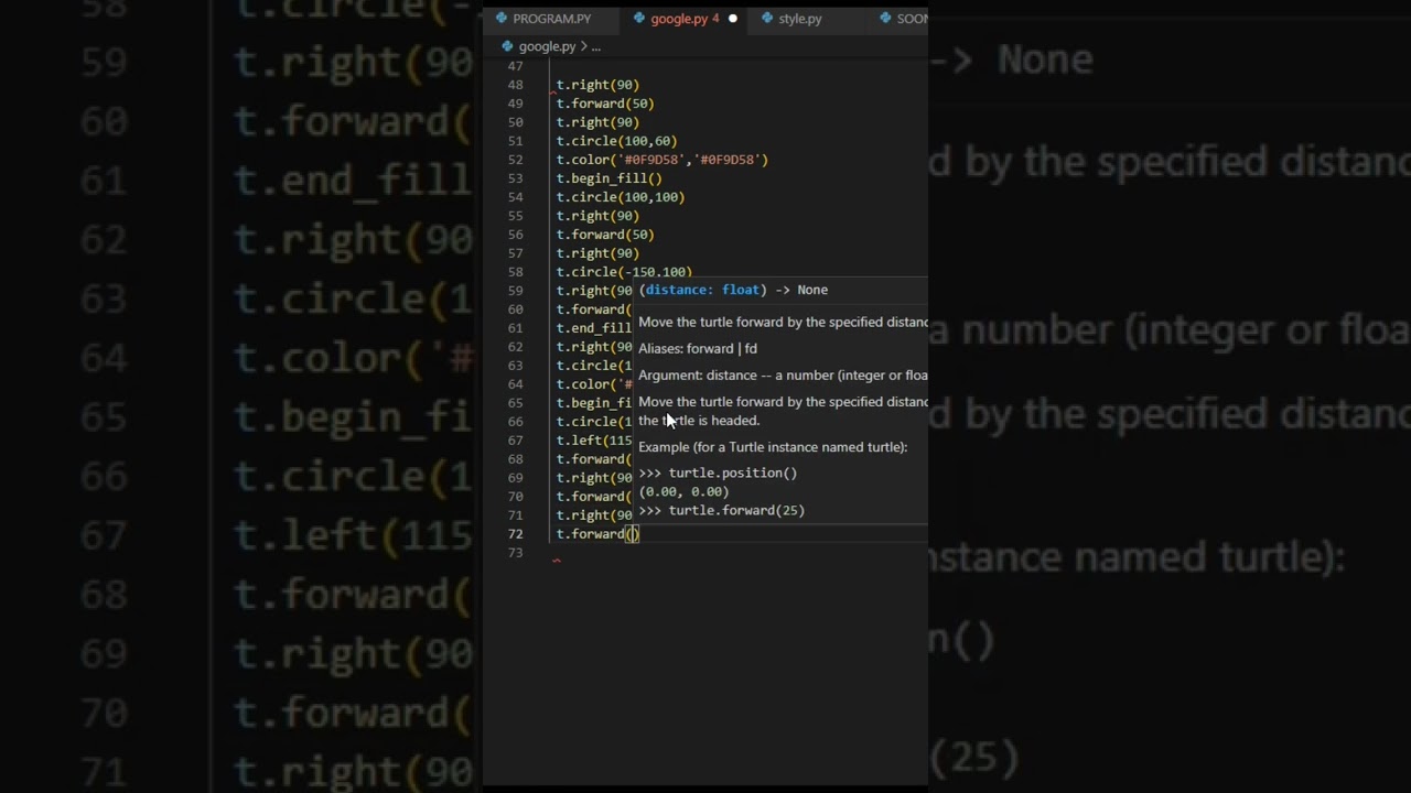 Create a Google Logo in python | python turtle graphics | #shorts #python #programming