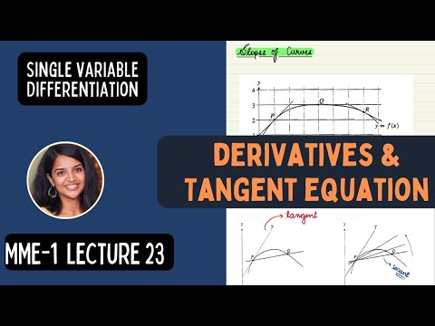 Lecture 23 -Single Variable differentiation - Equation of a tangent line and Derivatives - MME ...