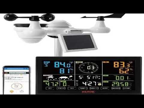 VEVOR 7-in-1 Wi-Fi Weather Station 7.5 in Color Display with Solar Wireless Outdoor Sensor Alarm Ale