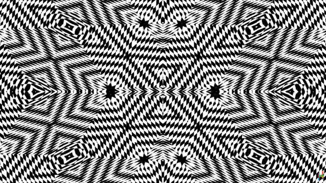 Hypnotic Monochrome Kaleidoscope: Black and White Pattern Loops Motion Graphic Video
