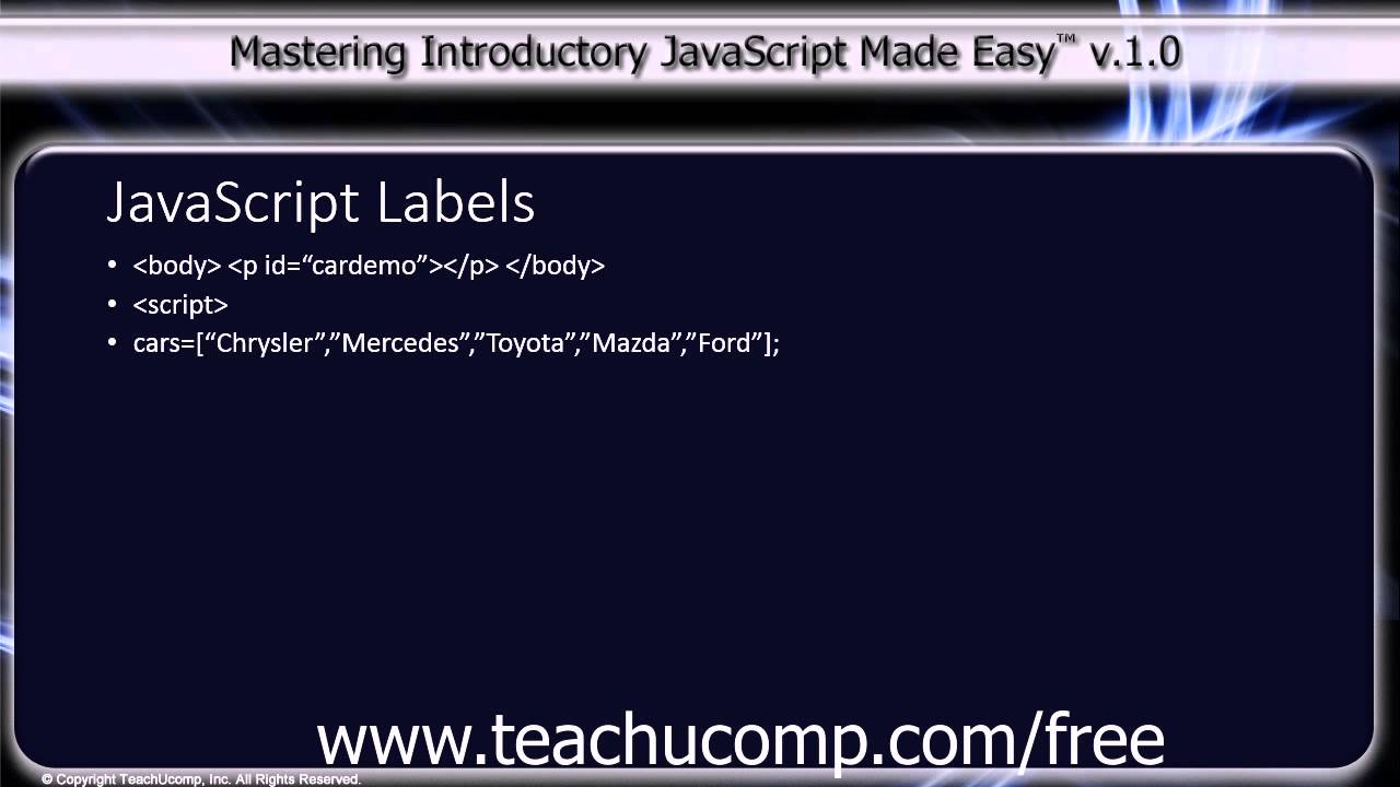 JavaScript Training Tutorial JavaScript Labels