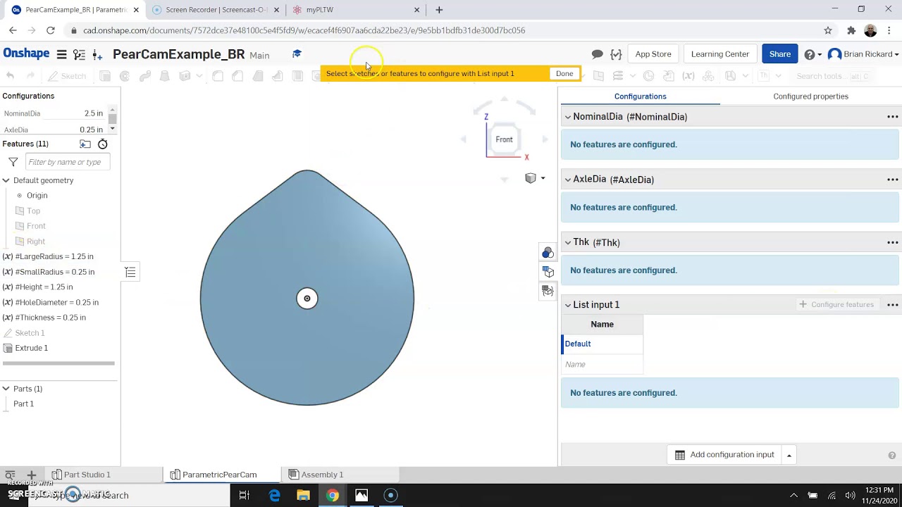 Onshape | Parametric Pear Cam