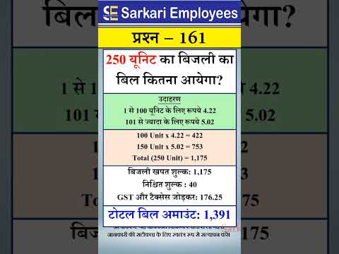 Govt Rules Question (Series) - 161, Bijli ka Bill or Electricity Bill Calculation
