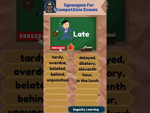 Late Synonyms- Sagacity Learning #english #vocabulary #competitiveexams #entrancetests
