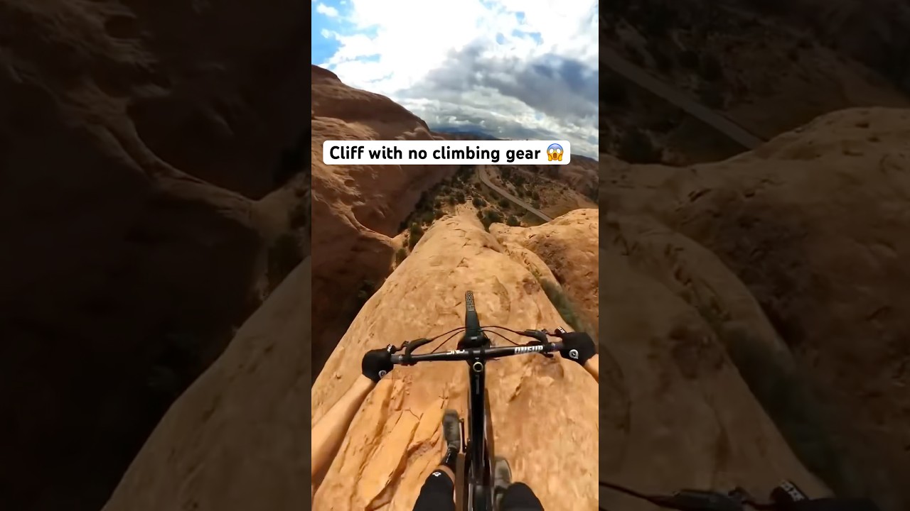 MTBer rides down a cliff with no climbing gear 😱