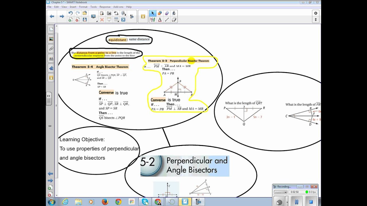 Geometry Chapter 5 Section 2 Perpendicular and Angle Bisectors
