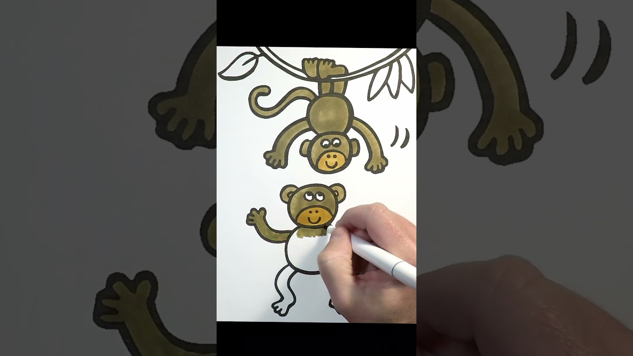 Monkeys Playing on a Vine | Coloring | Coloring Pages | Ohuhu Markers #coloring #art