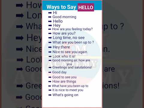 Ways to Say Hello || other ways to say hello || hello in different ways || hi
