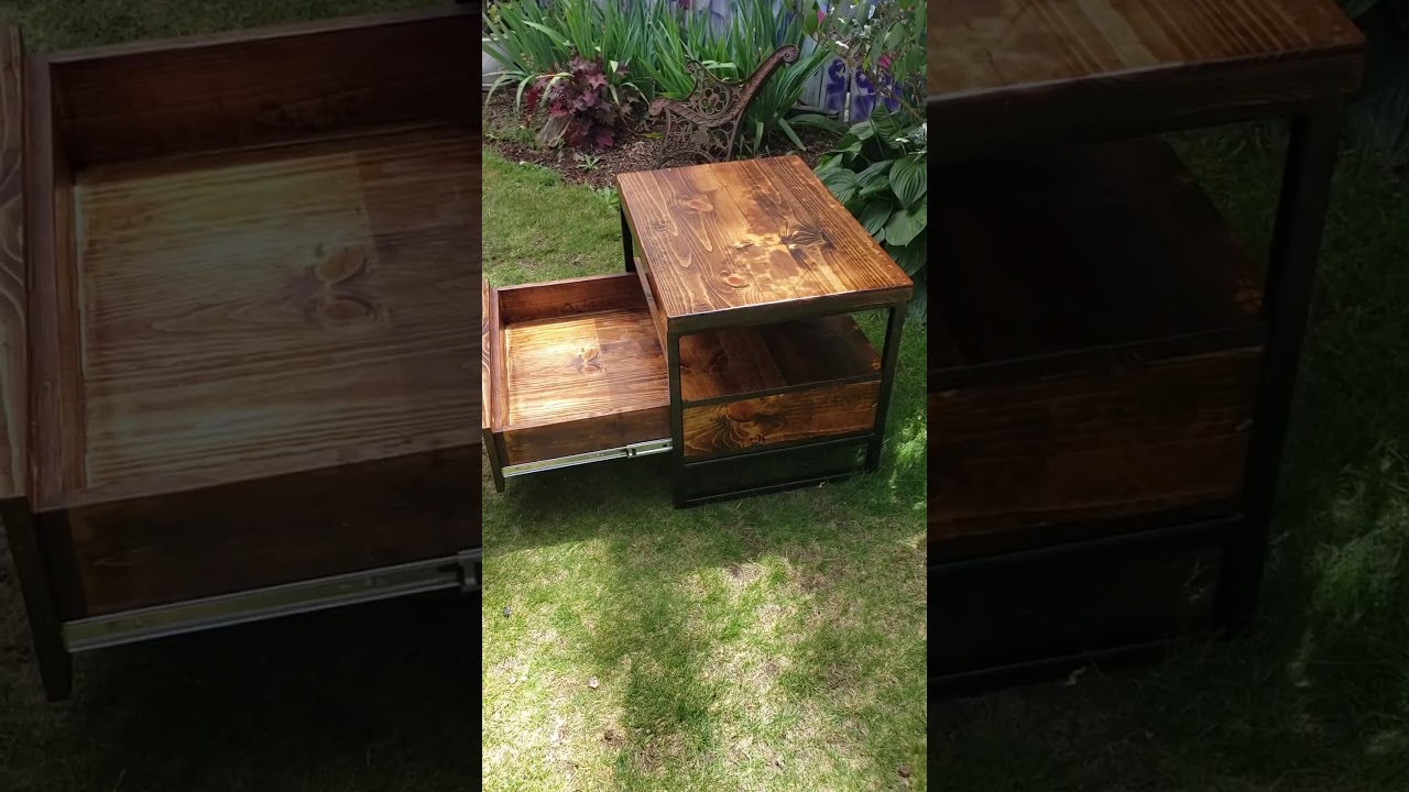 Steel and Pine Entryway Bench