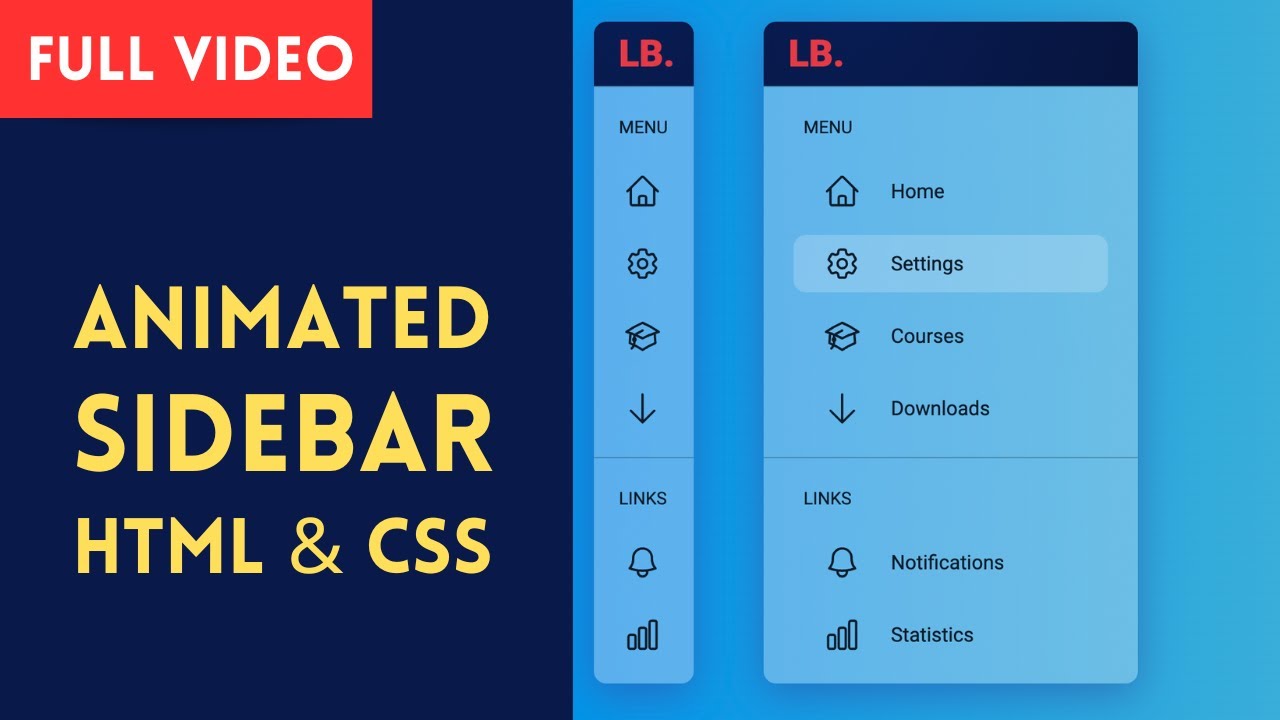 [FULL VIDEO] Design A Responsive Animated Sidebar Using HTML, CSS & JavaScript