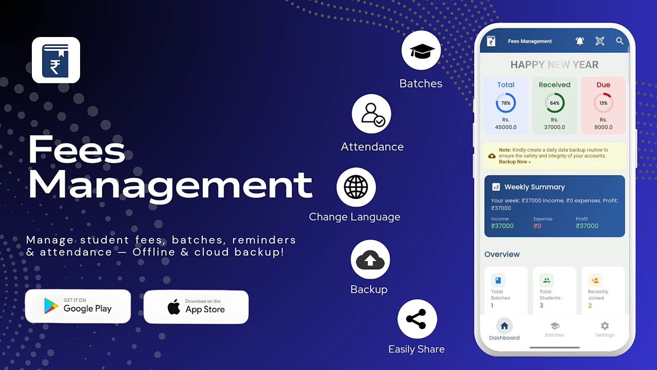 Fees Management App for Institutes | Manage Fees, Attendance & Batches Easily