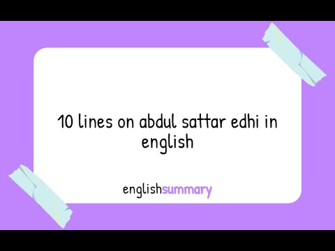 10 lines on Abdul Sattar Edhi in English