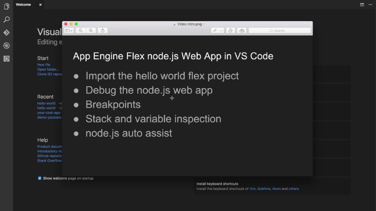 Debugging App Engine Flex node.js Web App in VS Code