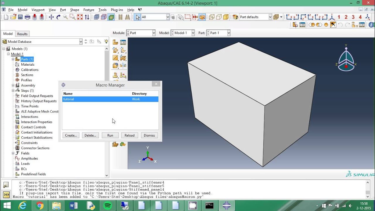 Abaqus scripting tutorial: Retrieve Python script by Macro