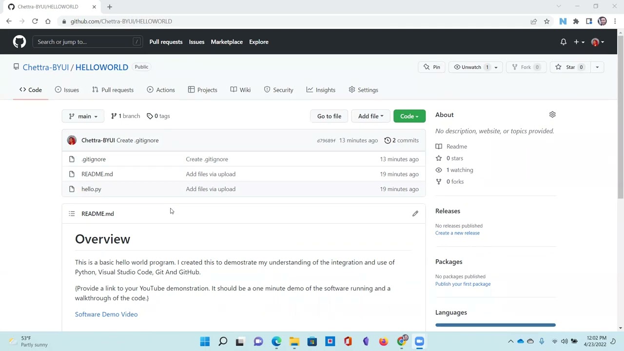 HelloWorld In Github