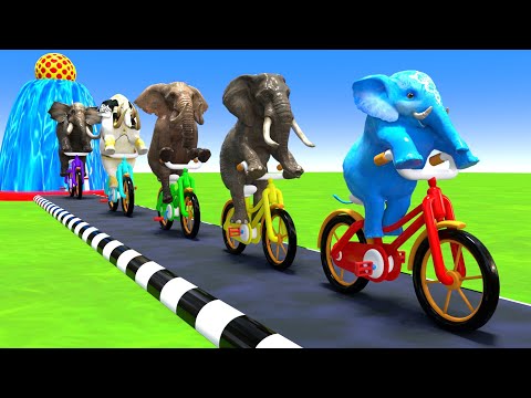 Paint Animals Mammoths and Elephants Size Comparison Fountain Crossing Animal Game Transformation