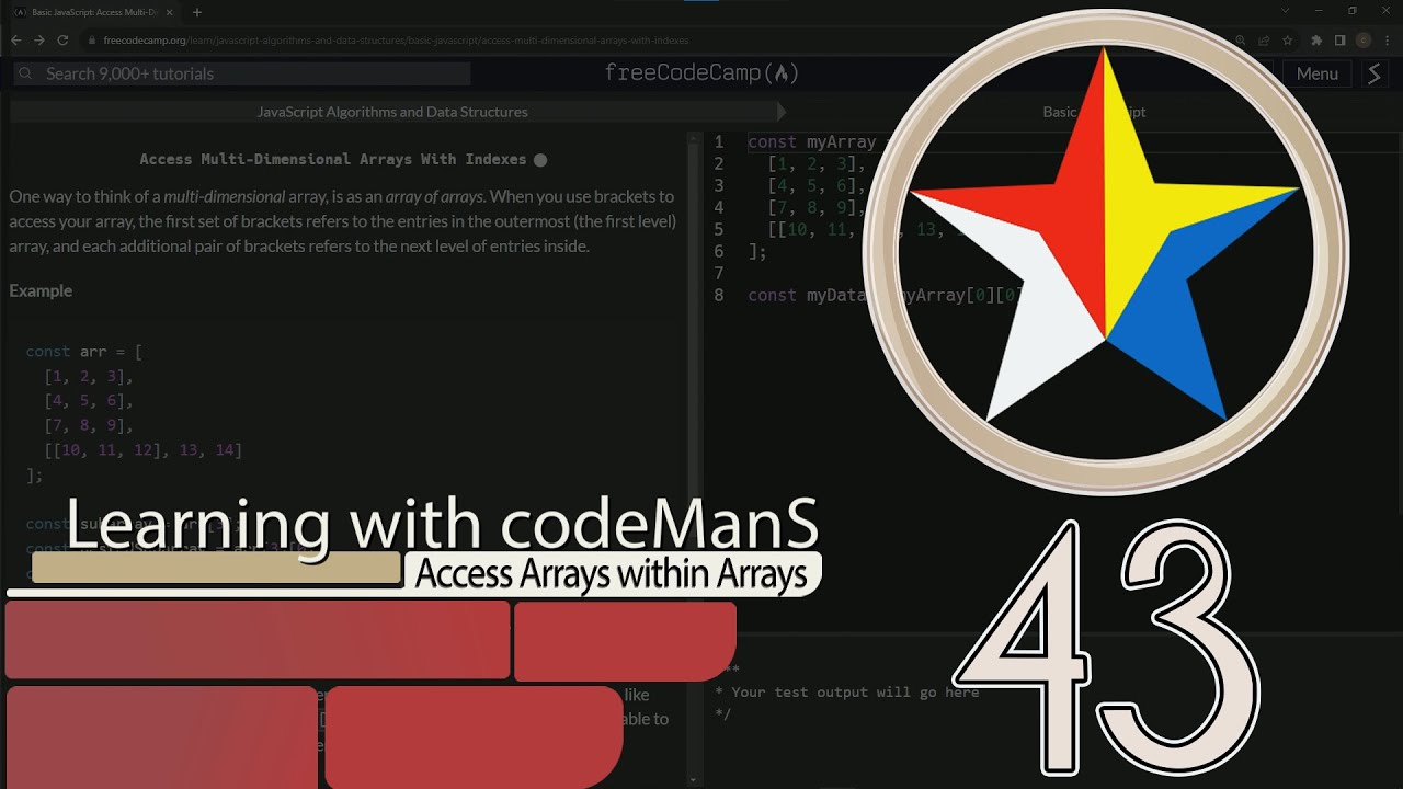 JavaScript Basic 43: Access Multi Dimensional Arrays with Indexes| FreeCodeCamp |