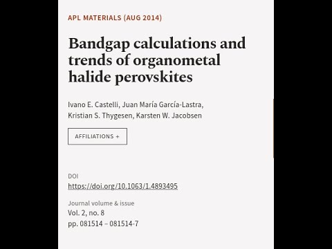 Bandgap calculations and trends of organometal halide perovskites | RTCL.TV