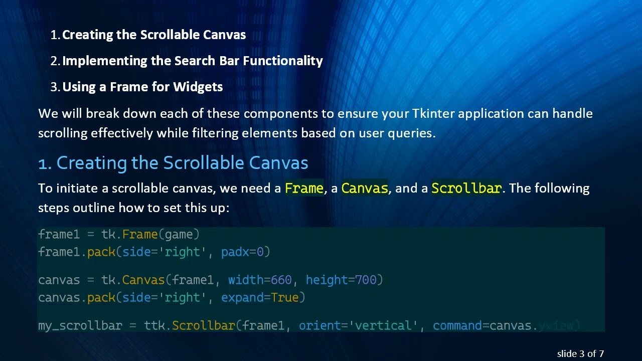 Creating a Functional Scrollbar and Search Bar in Tkinter
