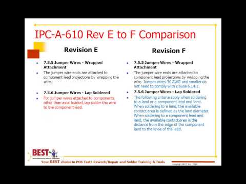 IPC-A-610 Revision E to F Comparison Webinar