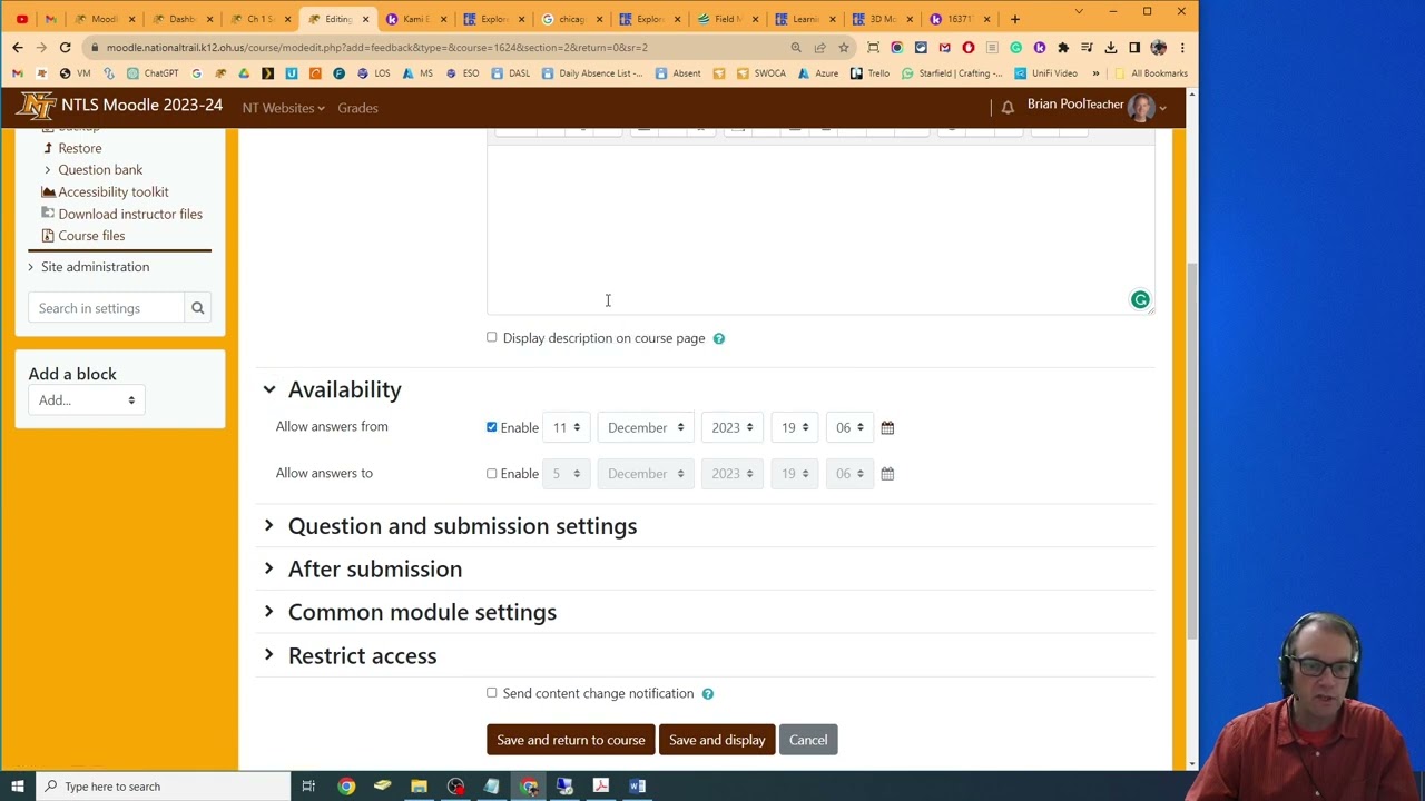 Creating a Feedback activity in Moodle