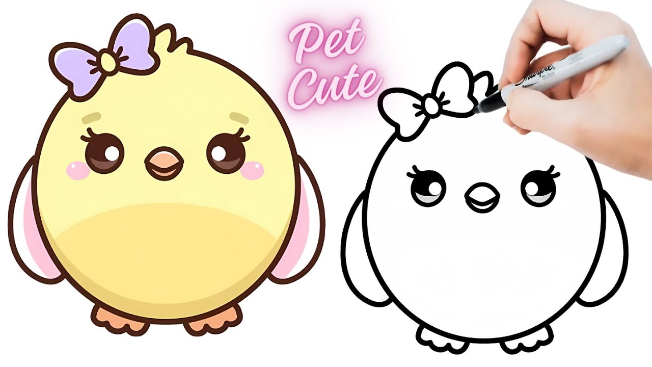 💗SØT OG ENKEL TEGNING: HVORDAN TEGNER DU EN KAWAII-FUGL