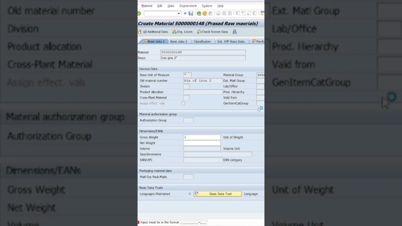 How to create a Material in #sap #mm01 #sapmm