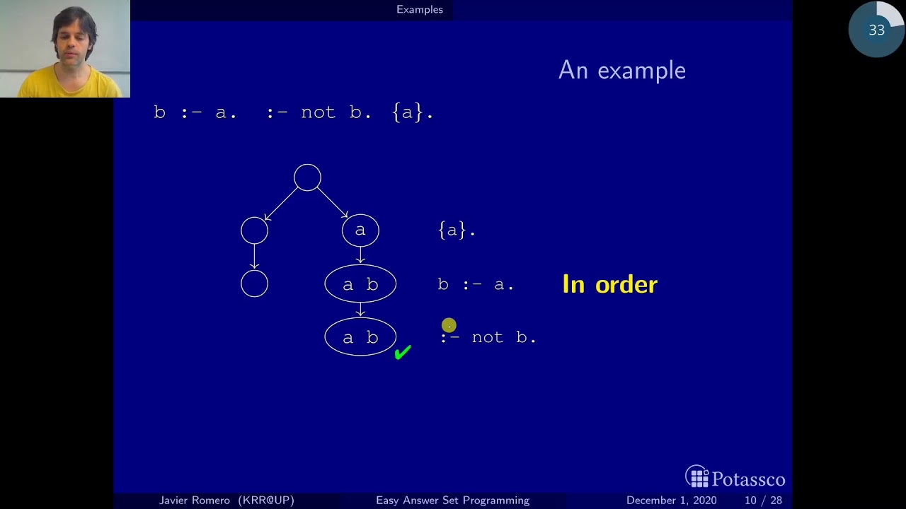 Easy answer set programming, introduction, first example