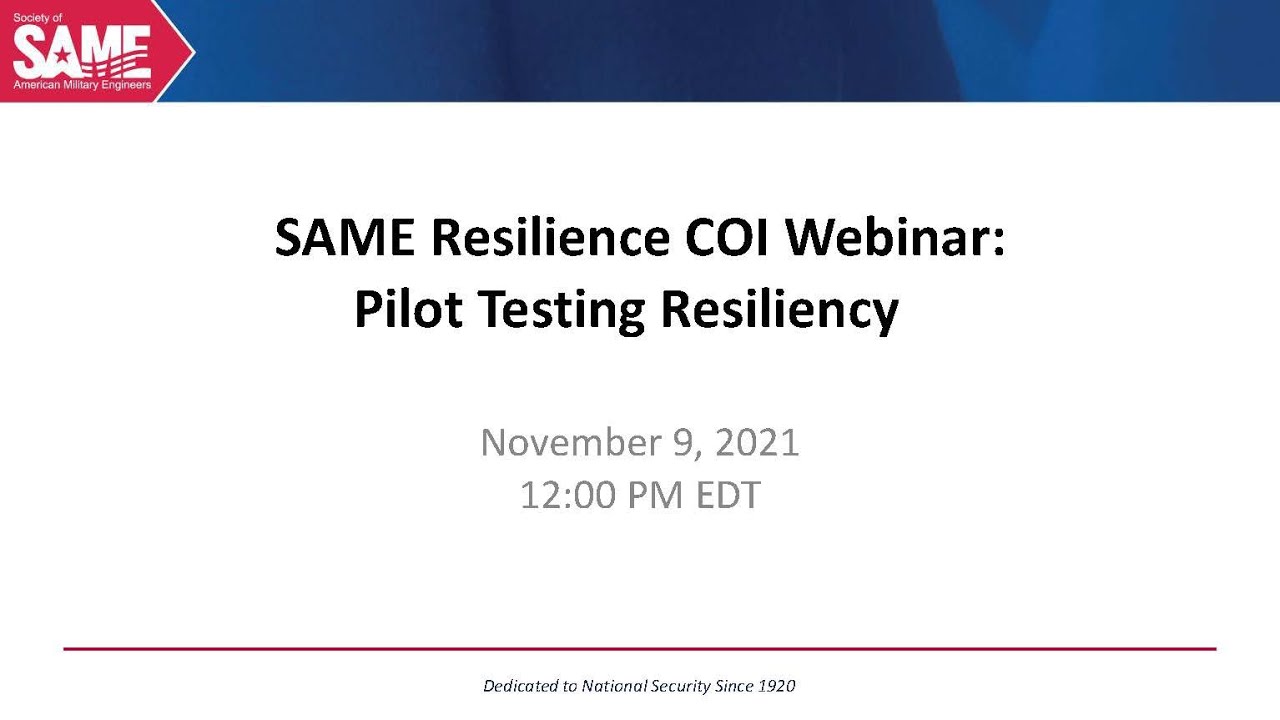 Pilot Testing Resiliency