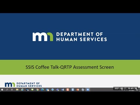SSIS Coffee Talk - QRTP Assessment Screen