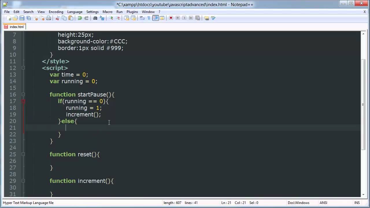 Stopwatch / Timer - JavaScript Advanced Tutorial